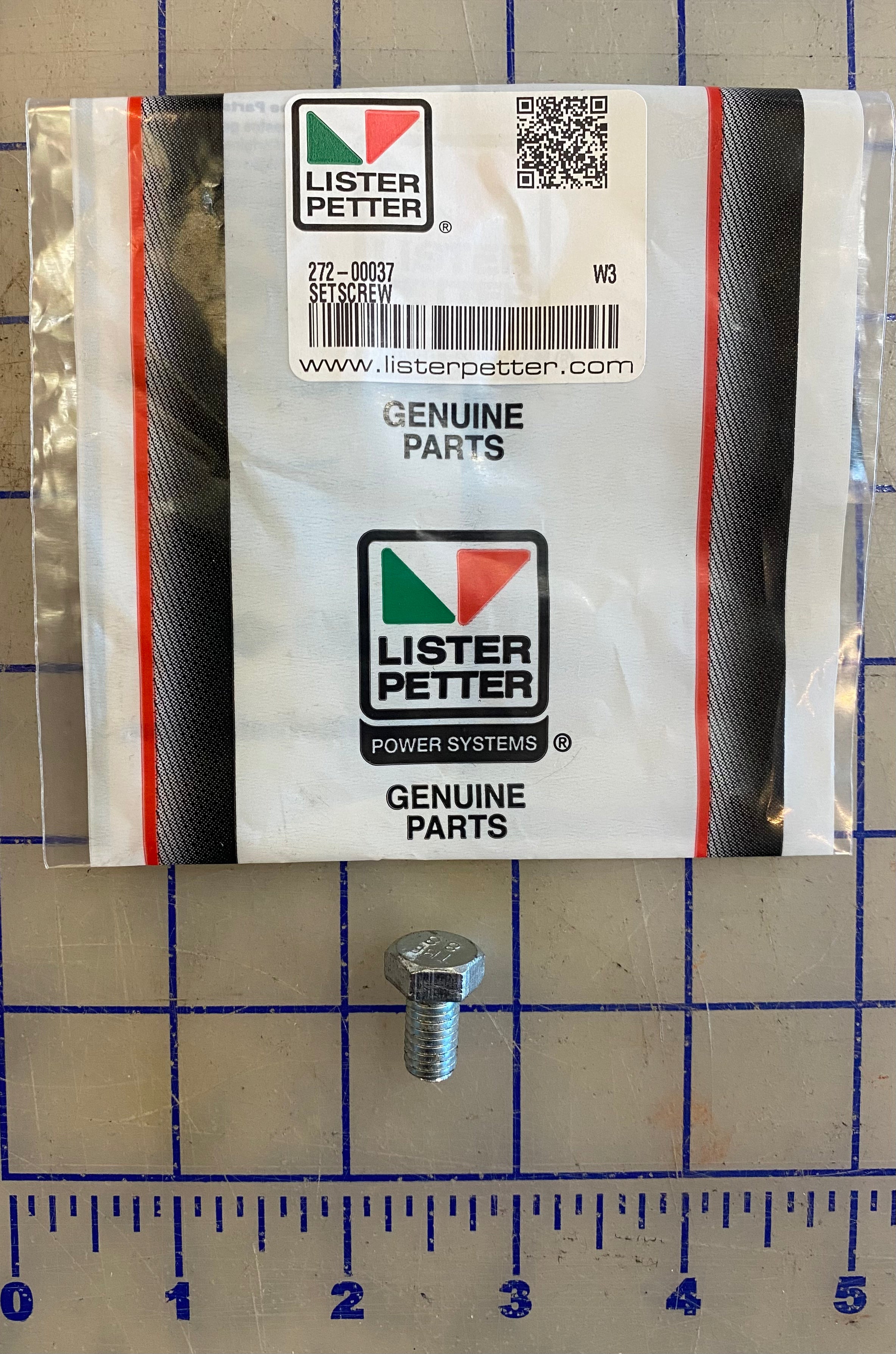 272-00037 Set screw, used on the TS, TR, TX and the TL model Lister Pe